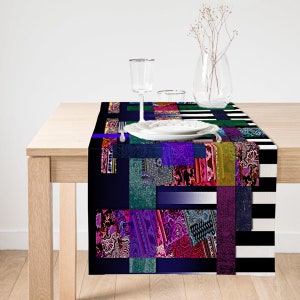 Bright Color Table Runner, Modern Art Print Runner, Geometric ...