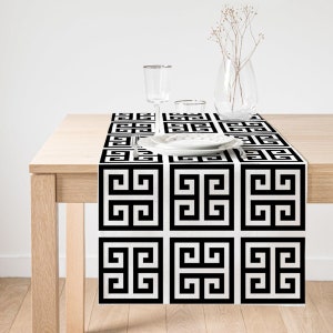 Marble Table Runner, Black White Table Cover, Geometric Tableware ...