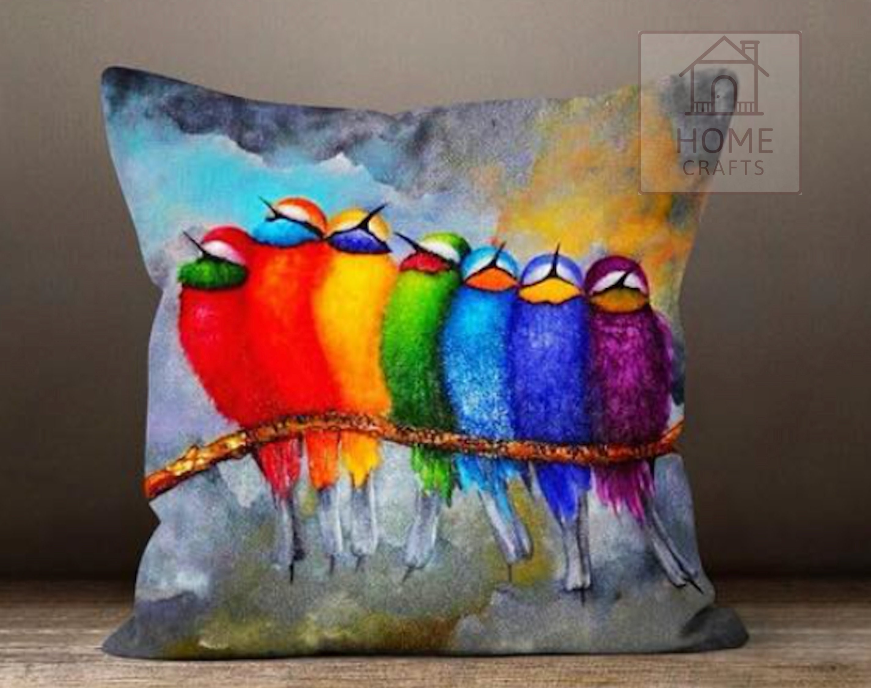 Parrot Painting Pillow Covers, Colorful Birds Pillowcase, Aesthetic ...