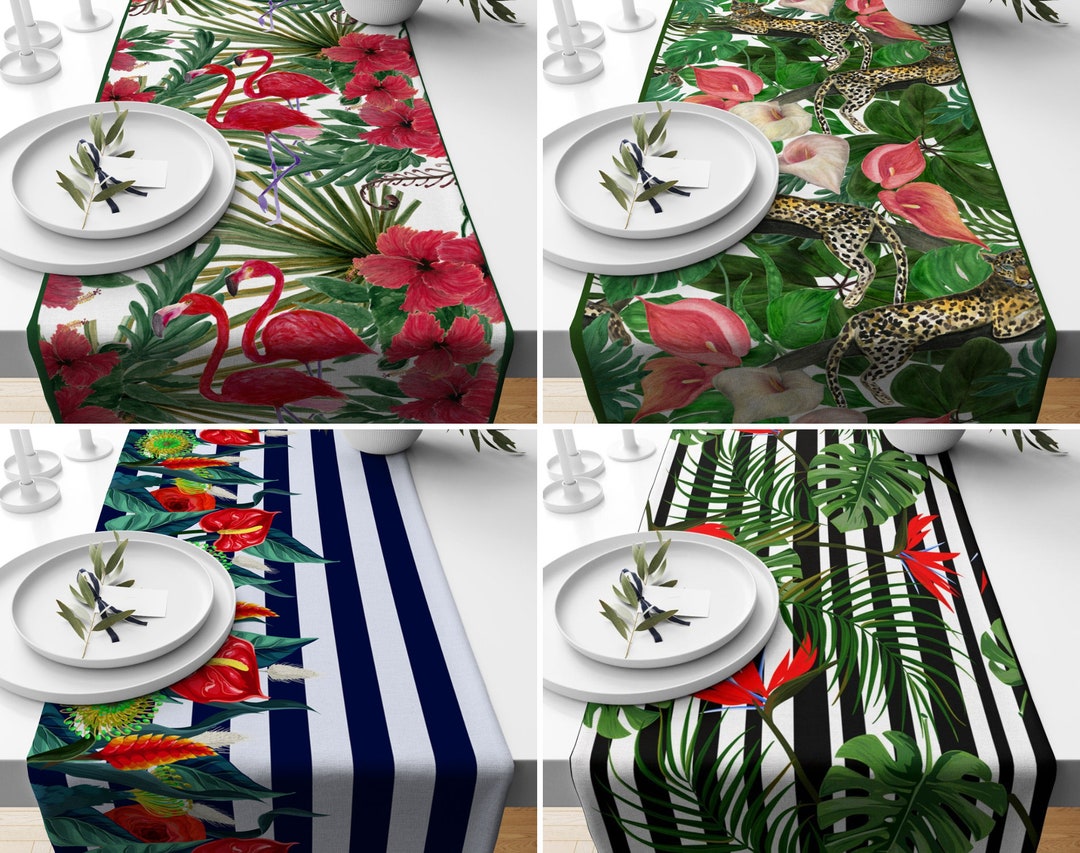 Flamingo Table Runner, Tropical Table Toppers, Butterfly Table Cover ...