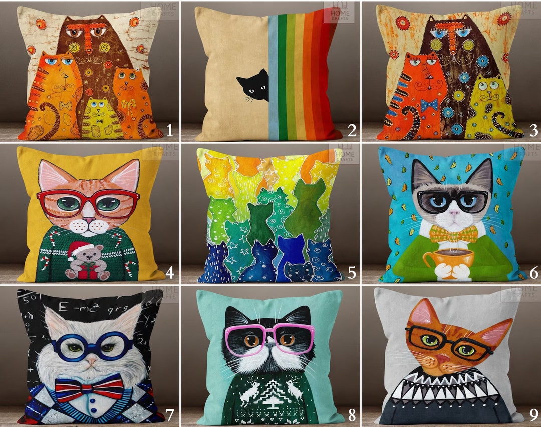 Cute Cat Pillow Covers, Siamese Cat Pillow Sham, Decorative Cat Pillow ...