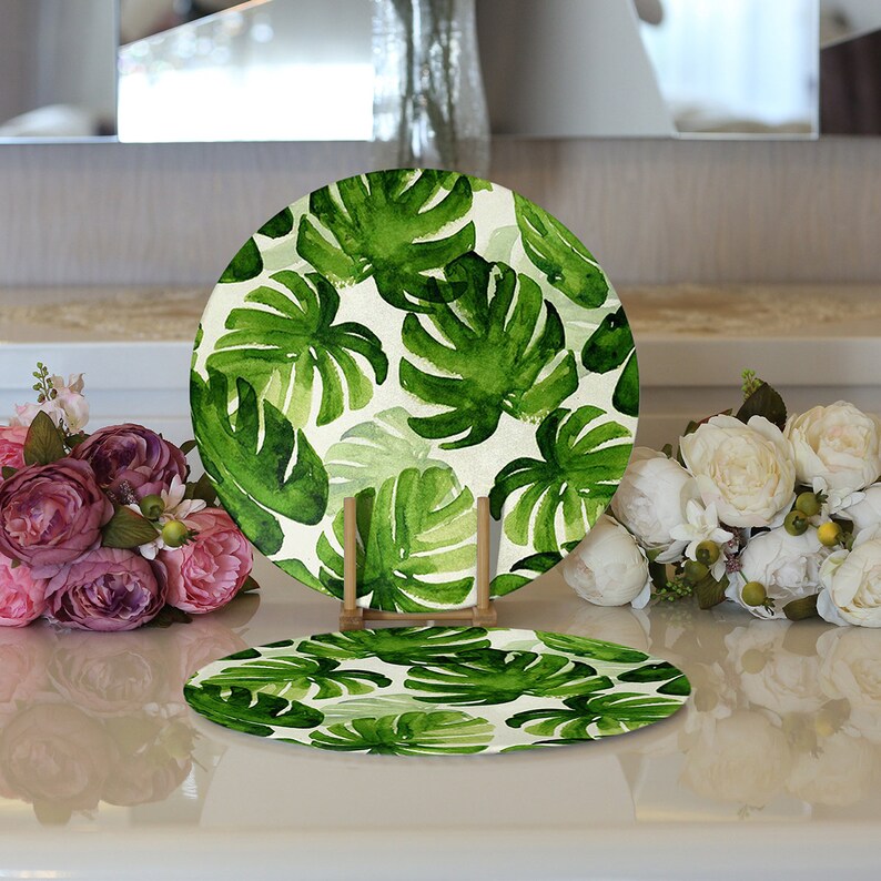 Tropical Leaf Placemat Set, Green Floral Table Mat, Set of 2 - Etsy