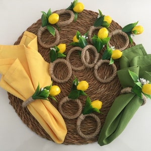 Lemon Napkin Rings, Faux Fruit Napkin Rings, Spring Napkin Rings ...