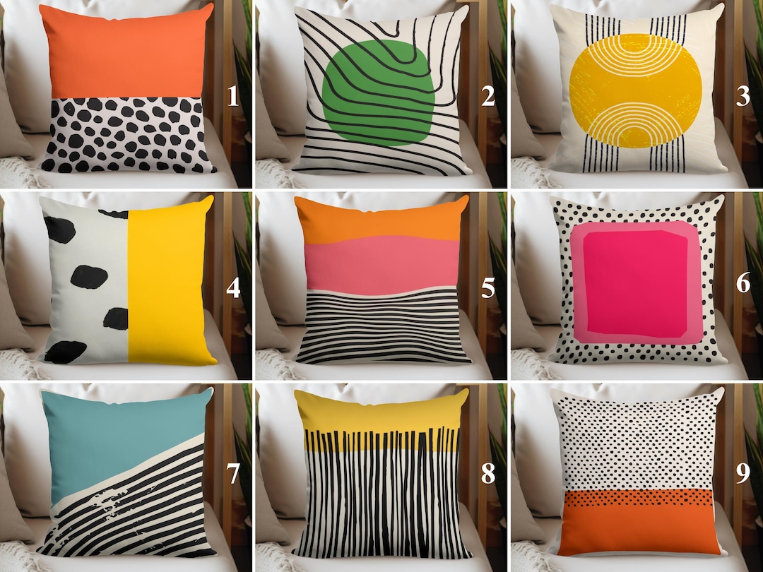 Colorful Abstract Decorative Pillow Case, Abstract Shapes Pillow Cover, Art Boho Pillow Sham ...