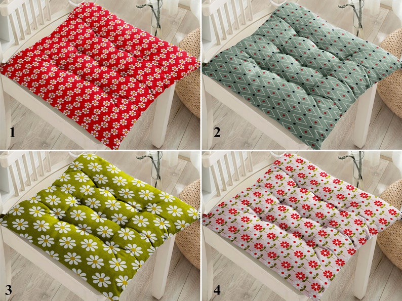 Ditsy Floral Chair Pad With Ties, Indoor & Outdoor Farmhouse Seat ...