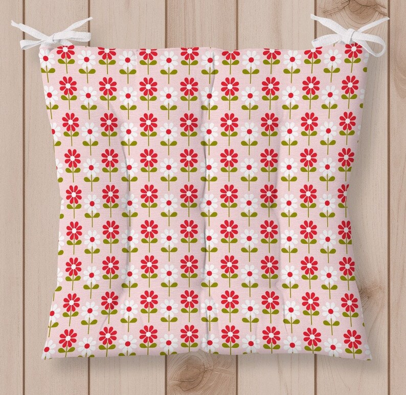 Ditsy Floral Chair Pad With Ties, Indoor & Outdoor Farmhouse Seat ...