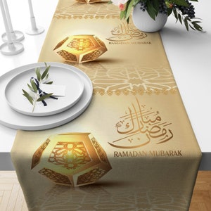 Ramadan Table Runner, Arabic Calligraphy Table Runner, Islamic Lantern ...