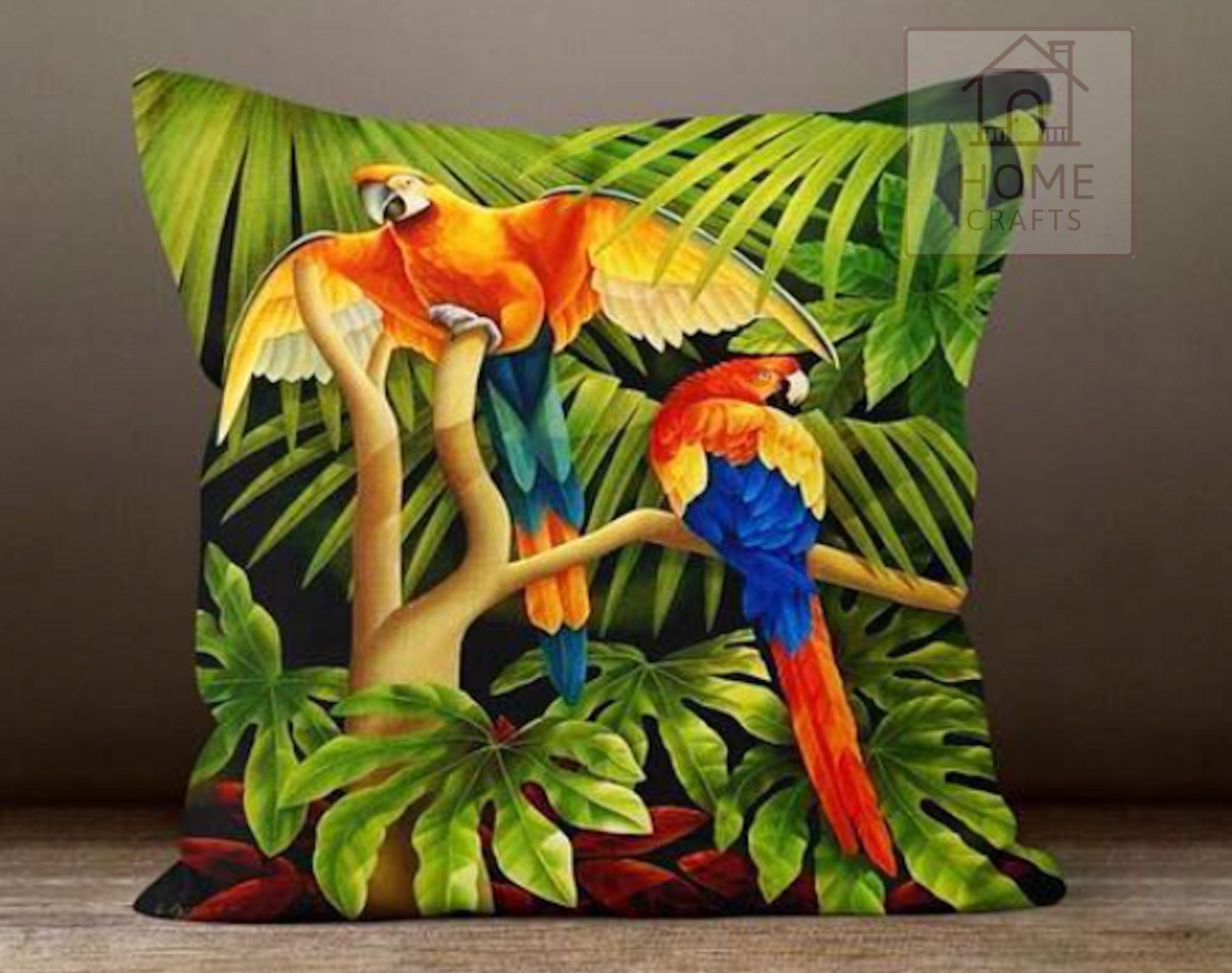 Parrot Painting Pillow Covers, Colorful Birds Pillowcase, Aesthetic ...
