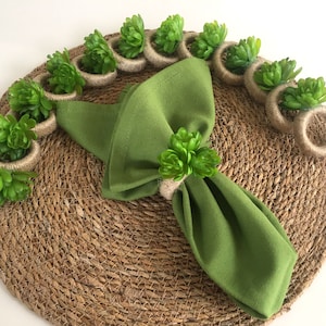 Succulent Napkin Rings, Green Floral Napkin Rings, Wedding Napkin Rings ...