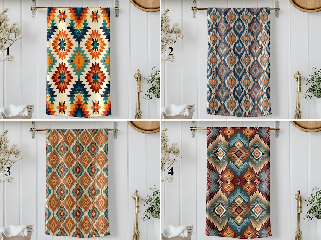 Aztec Tribal Kitchen Towel, Southwestern Geometric Decor, Boho Tea ...