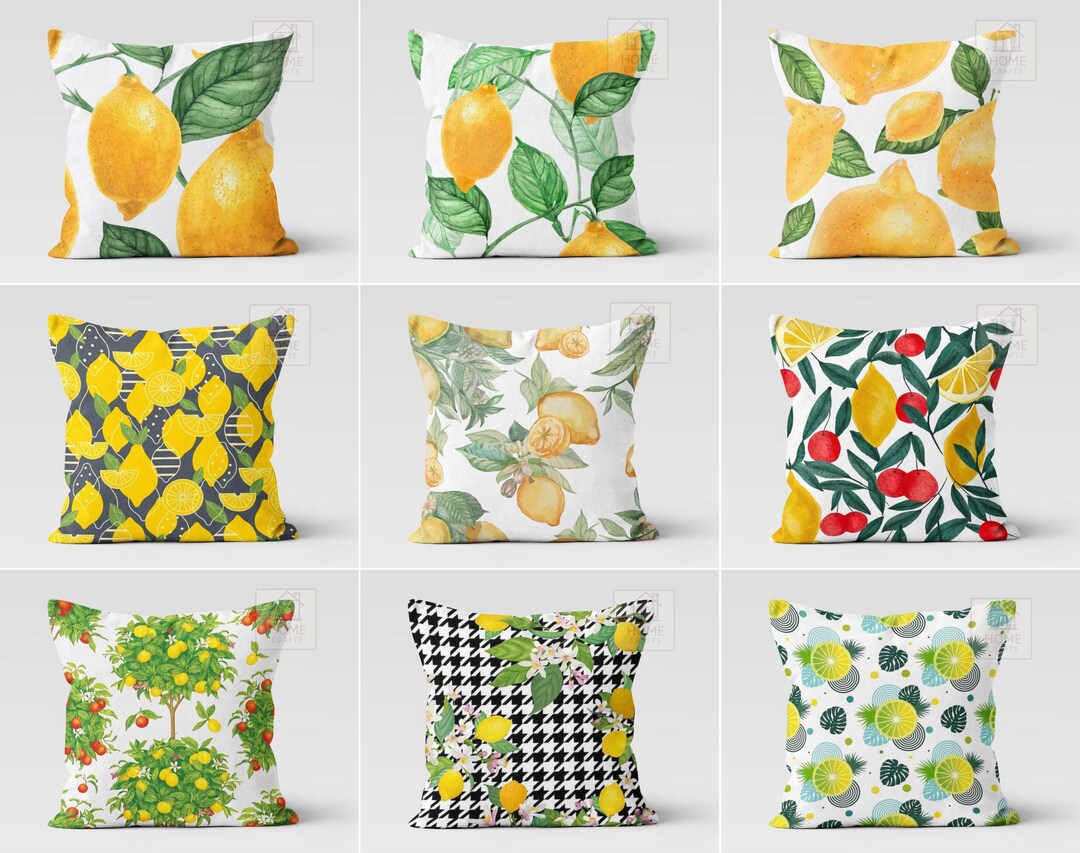 Lemon Pillowcase, Lemon Sofa Design, Lemon Bedding Decor, Lemon Lumbar ...