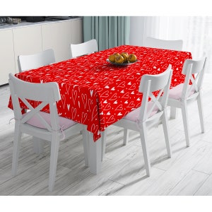 Love Trend Tablecloth, Red Heart Table Cover, Amour Tableware, Romance ...