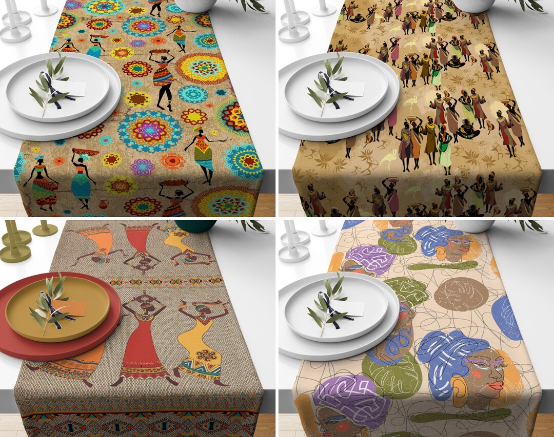 Ethnic Table Runner, African Themed Table Top, Tribal Table Cover ...