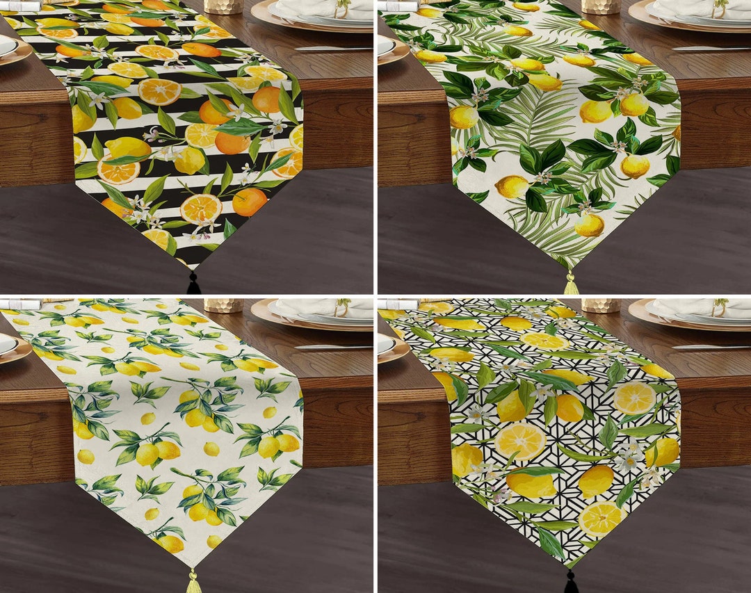 Lemon Table Runner, Lemon Table Decor, Luxury Lemon Table Cover ...