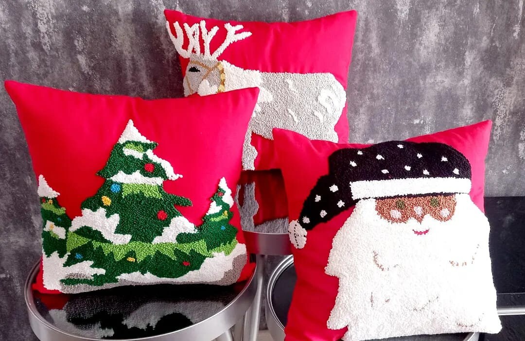 Christmas Punch Pillow Covers Punch Needle Throw Pillowcase - Etsy