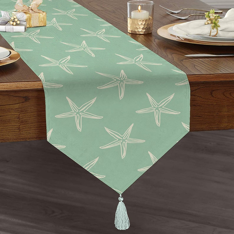 Starfish Design Table Sheet Marine Style Triangle Runner Sea - Etsy