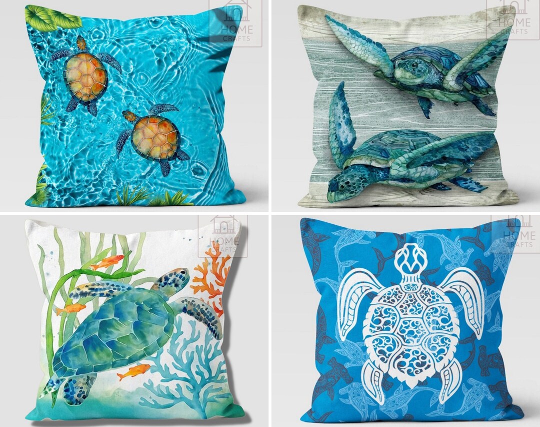 Sea Turtle Cushion Case, Underwater Throw Pillow Case, Ocean Outdoor ...