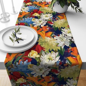 Red Peonies Table Runner, Pansies Table Decoration, Cherry Blossom ...