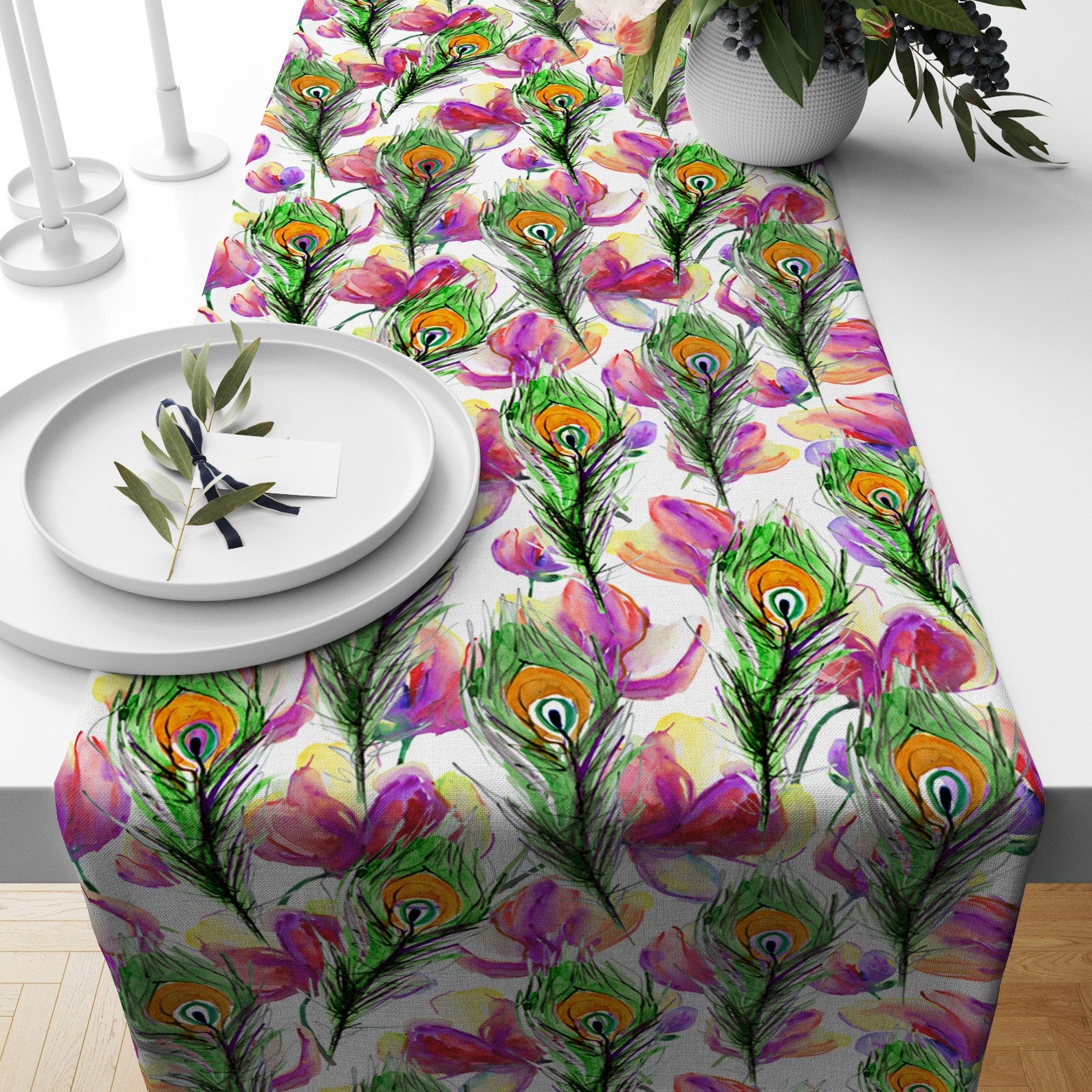 Peacock Table Decor Peacock Feather Tablecloth Decorative - Etsy