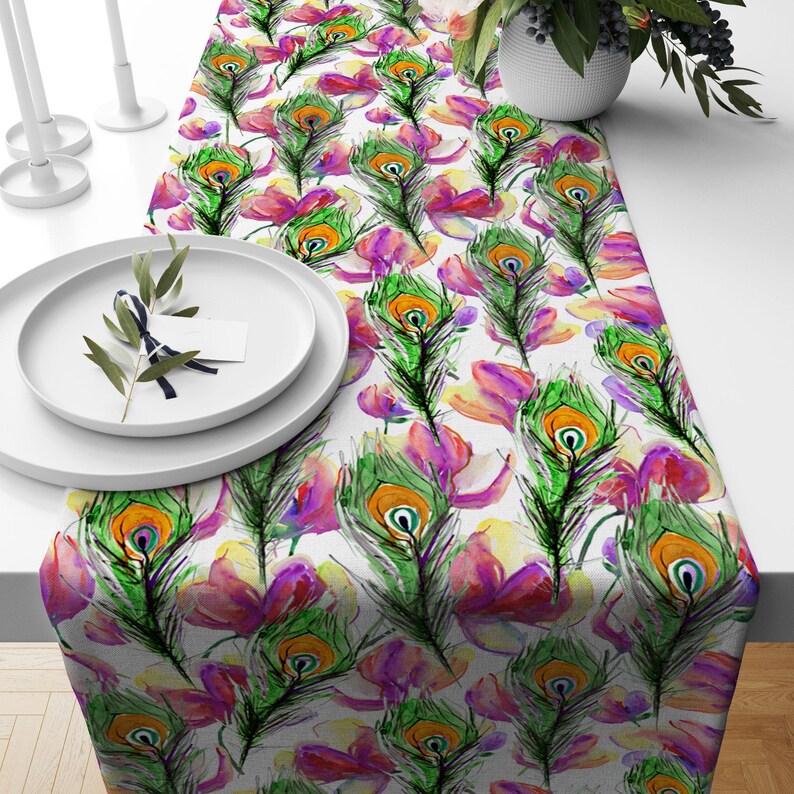 Peacock Table Decor Peacock Feather Tablecloth Decorative - Etsy