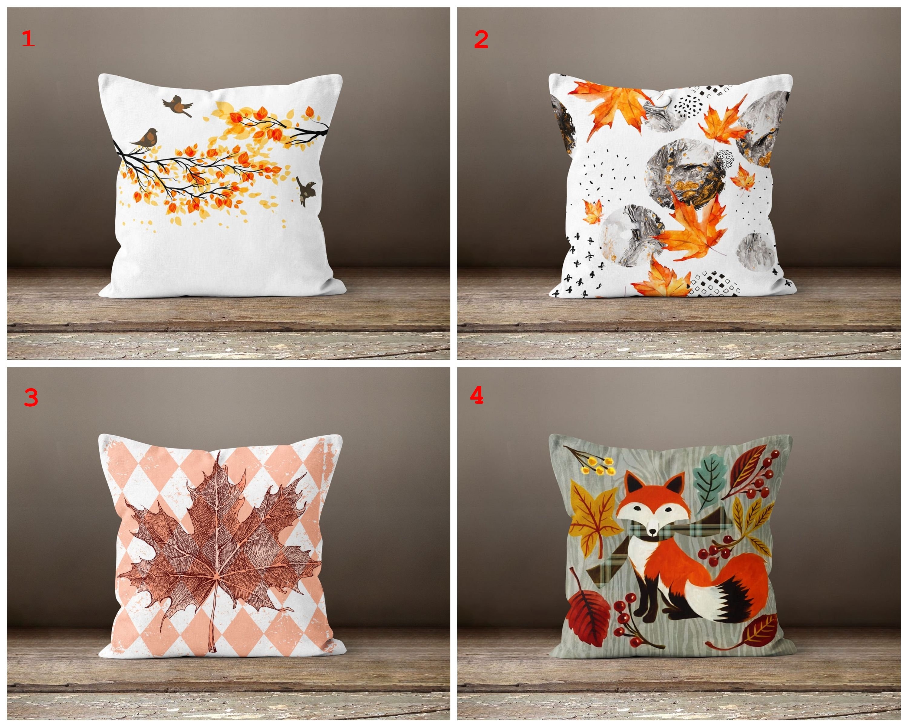 Autumn Cushion Cover Fall Trend Pillow Case Orange Leaves - Etsy UK
