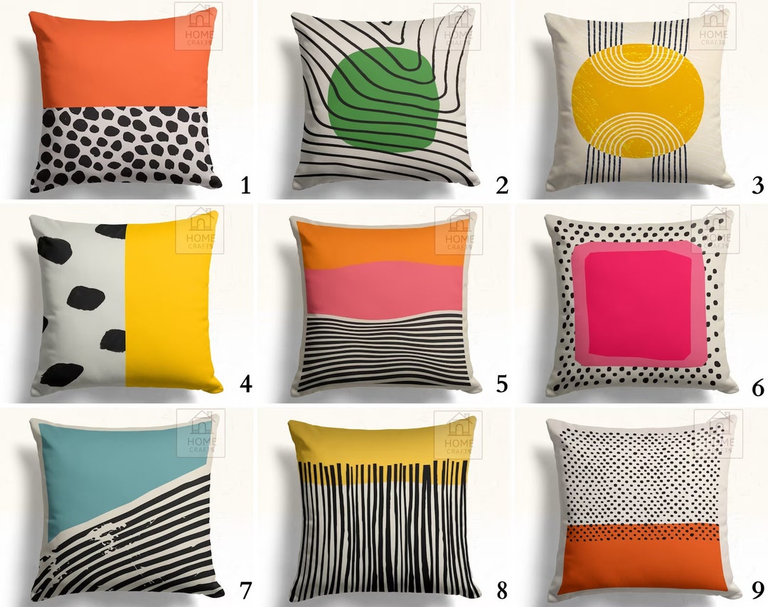 Colorful Abstract Decorative Pillow Case, Abstract Shapes Pillow Cover, Art Boho Pillow Sham ...