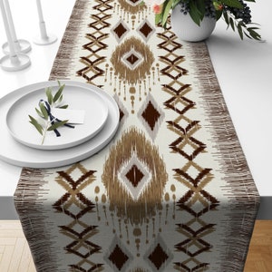 Aztec Design Table Runner, Ethnic Table Top, Turkish Kilim Printing ...