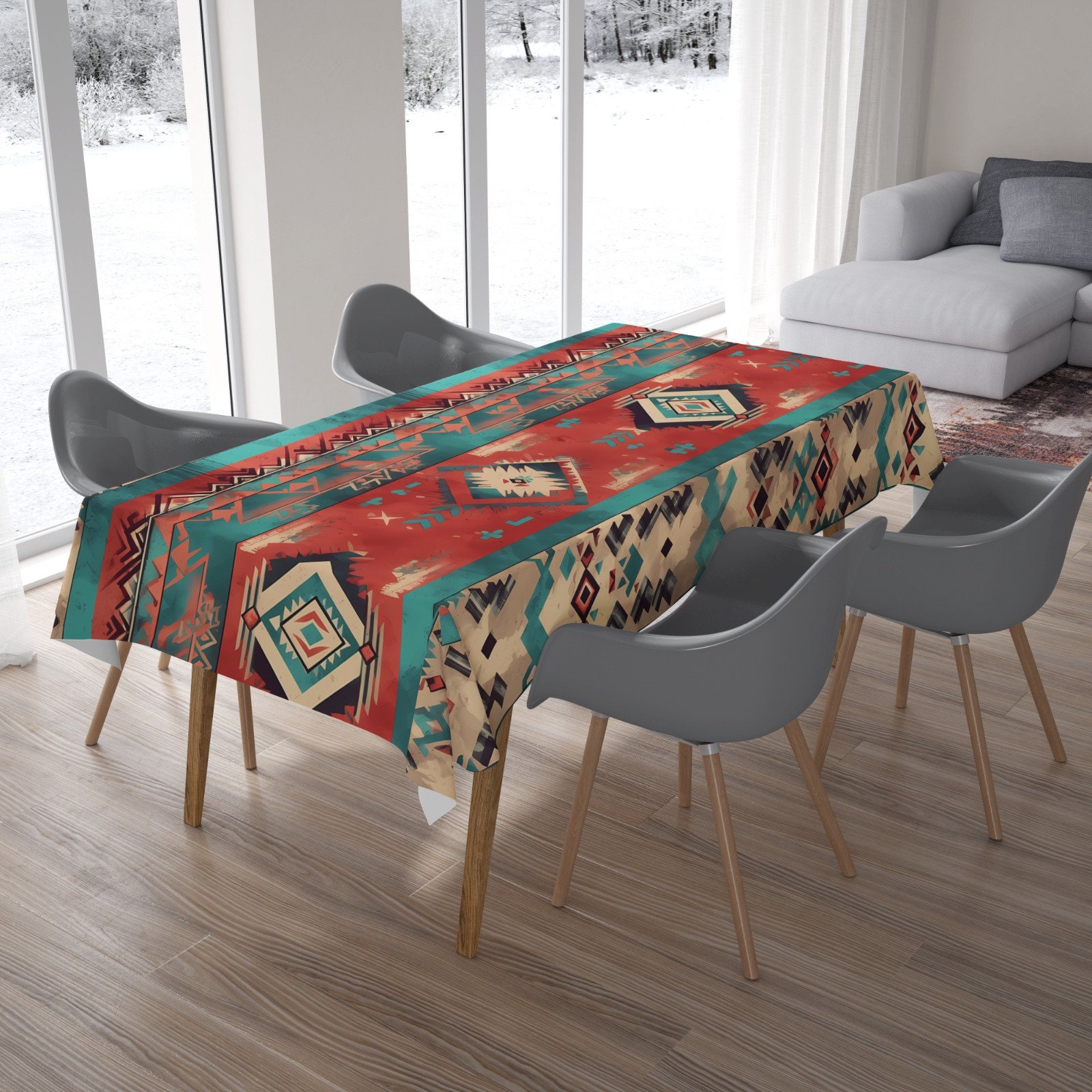 Toalha de mesa com estampa Kilim, estilo étnico boho, capa de mesa ...