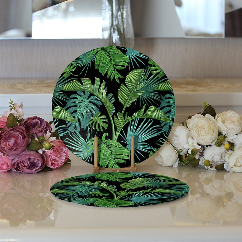 Tropical Leaf Placemat Set, Green Floral Table Mat, Set of 2 - Etsy