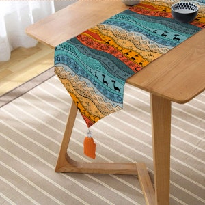 Dancing African Girls Table Runner, Ethnic Triangle Runner, Tribal ...