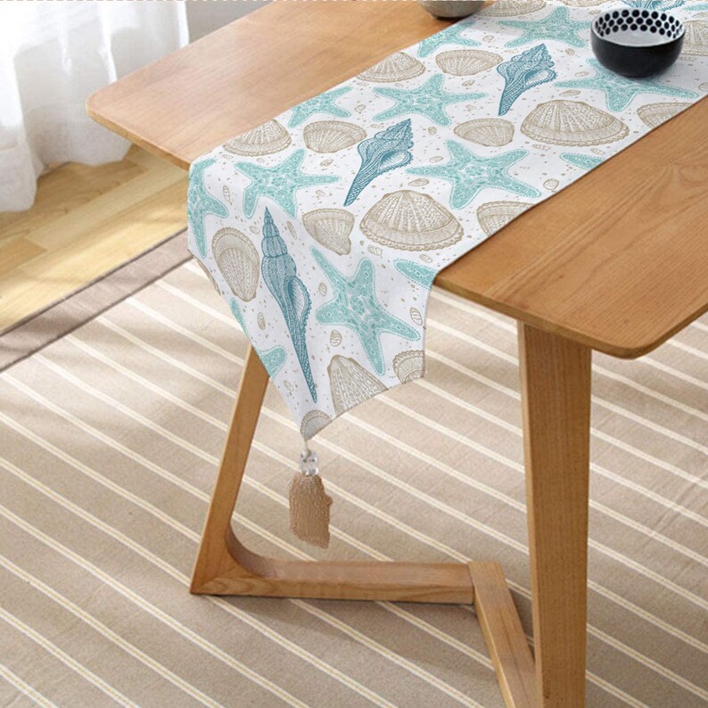 Starfish Design Table Sheet Marine Style Triangle Runner Sea - Etsy