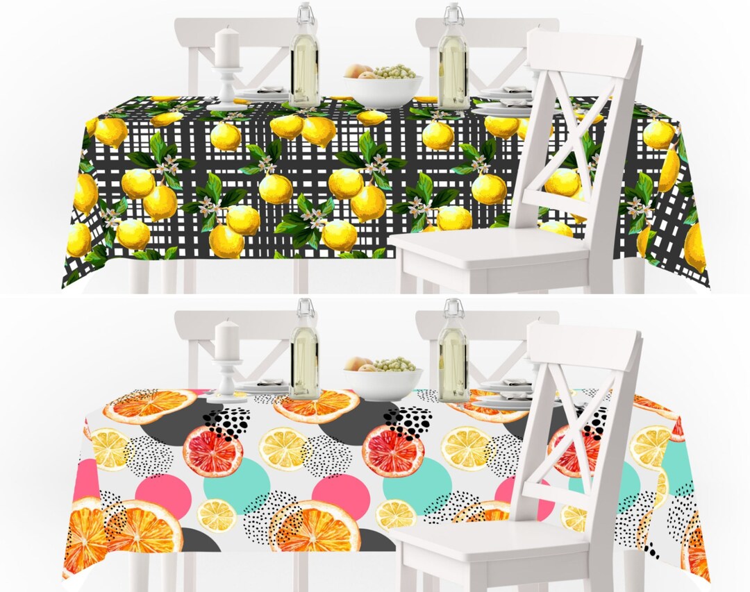 Orange Patterned Table Cover, Lemon Style Table Sheet, Grapefruit ...