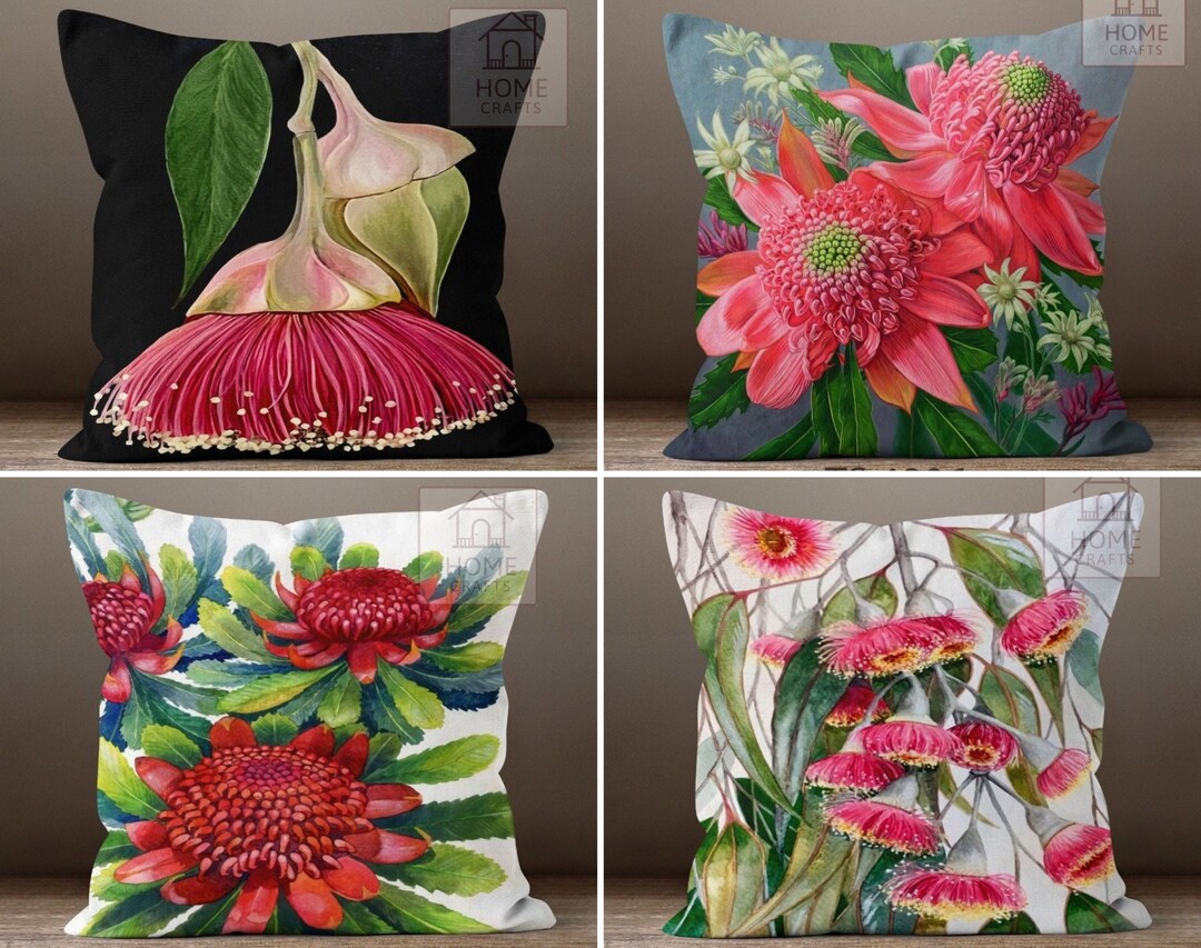 Floral Pillow Covers, Decorative Trend Pillow Case, Red Flower Accent ...