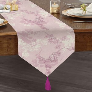 Gray Pink Rose Table Runner Triangle Table Linen Grandeur - Etsy