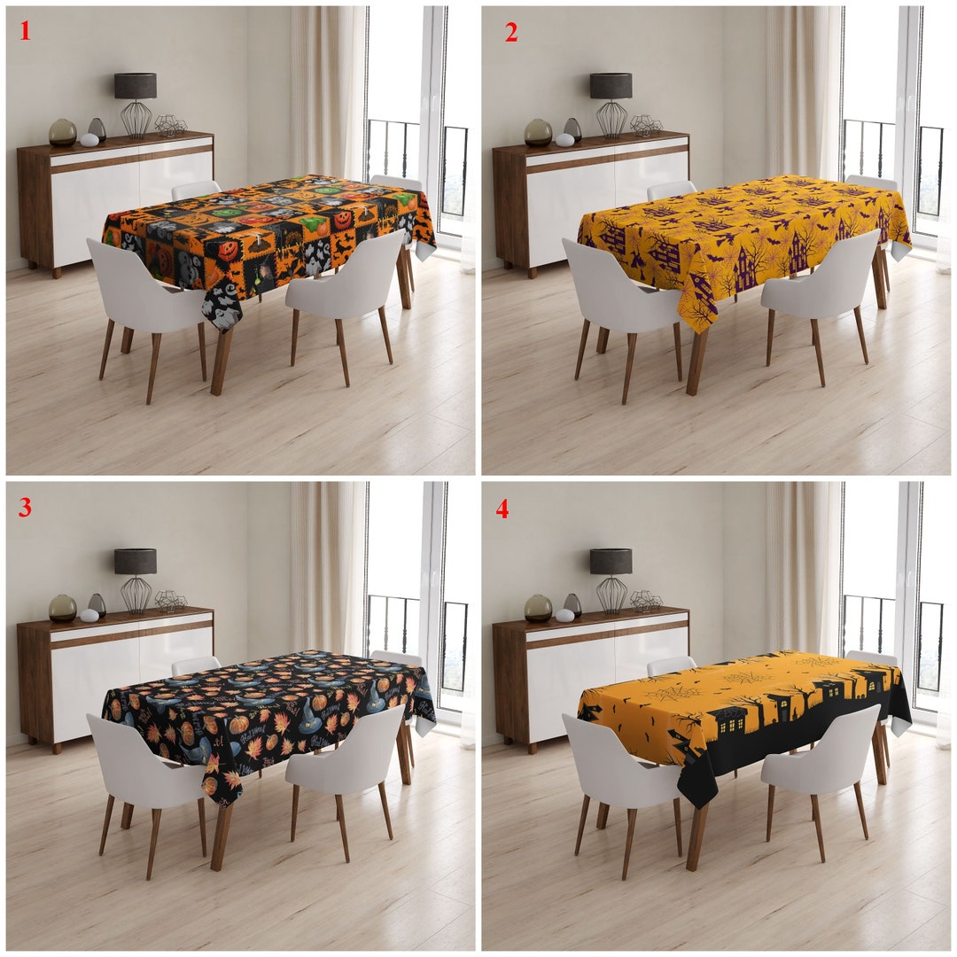 Halloween Tablecloth, Halloween Table Cover, Ghost Table Decor, Witch ...
