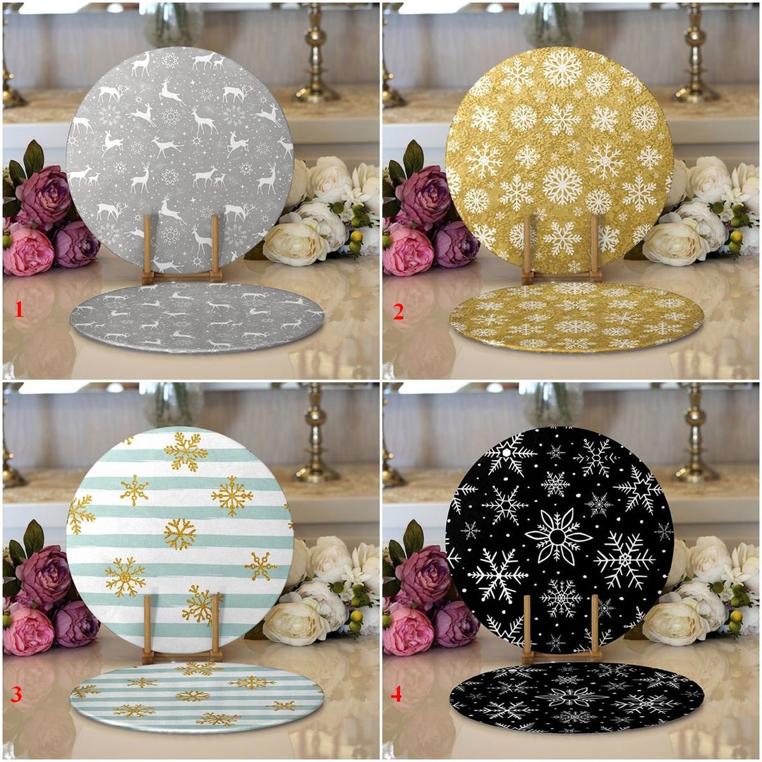 Christmas Table Mat set of 2, Noel Placemat, Xmas Tableware, Snowflake ...