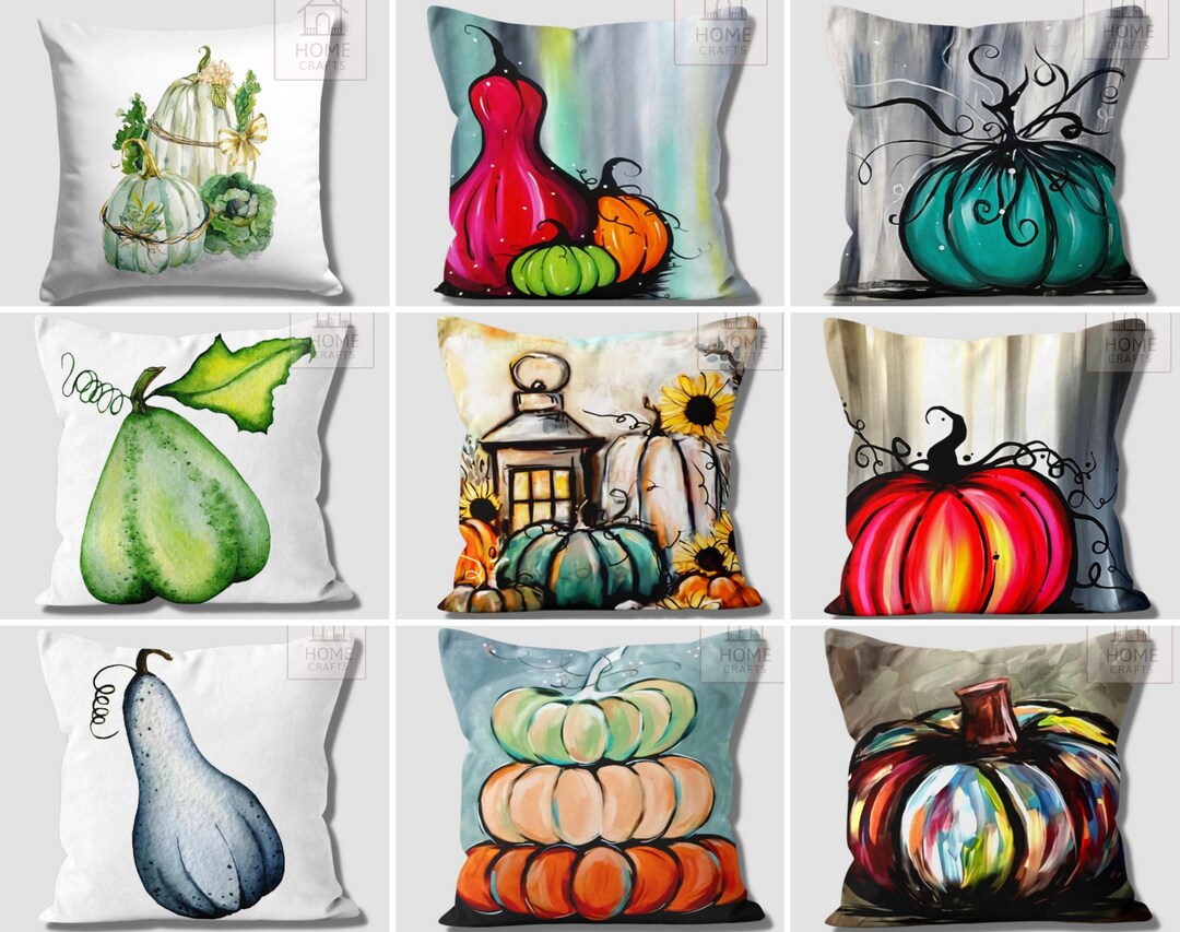 Decorative Butternut Squash Pillow Covers, Gourd Print Pillow Cases ...