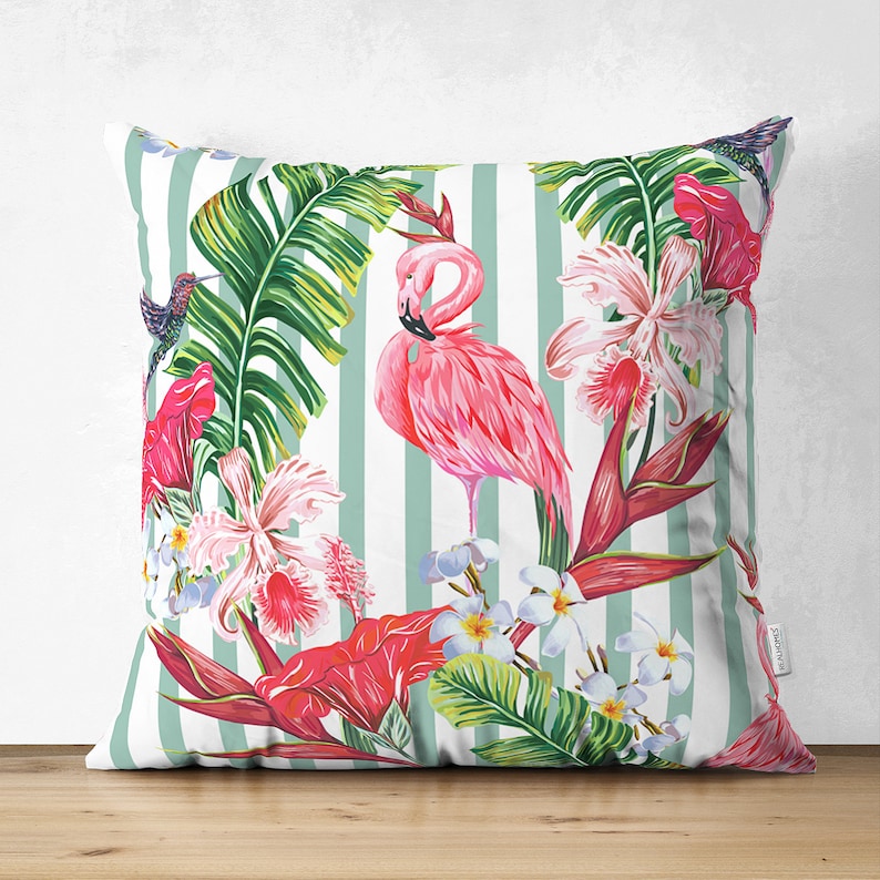 Pink Flamingo Cushion Cases Tropical Pillow Cover Pineapple - Etsy