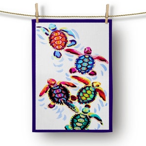 Sea Turtle Tea Towel set of 2 Octopus Pattern Kitchen - Etsy