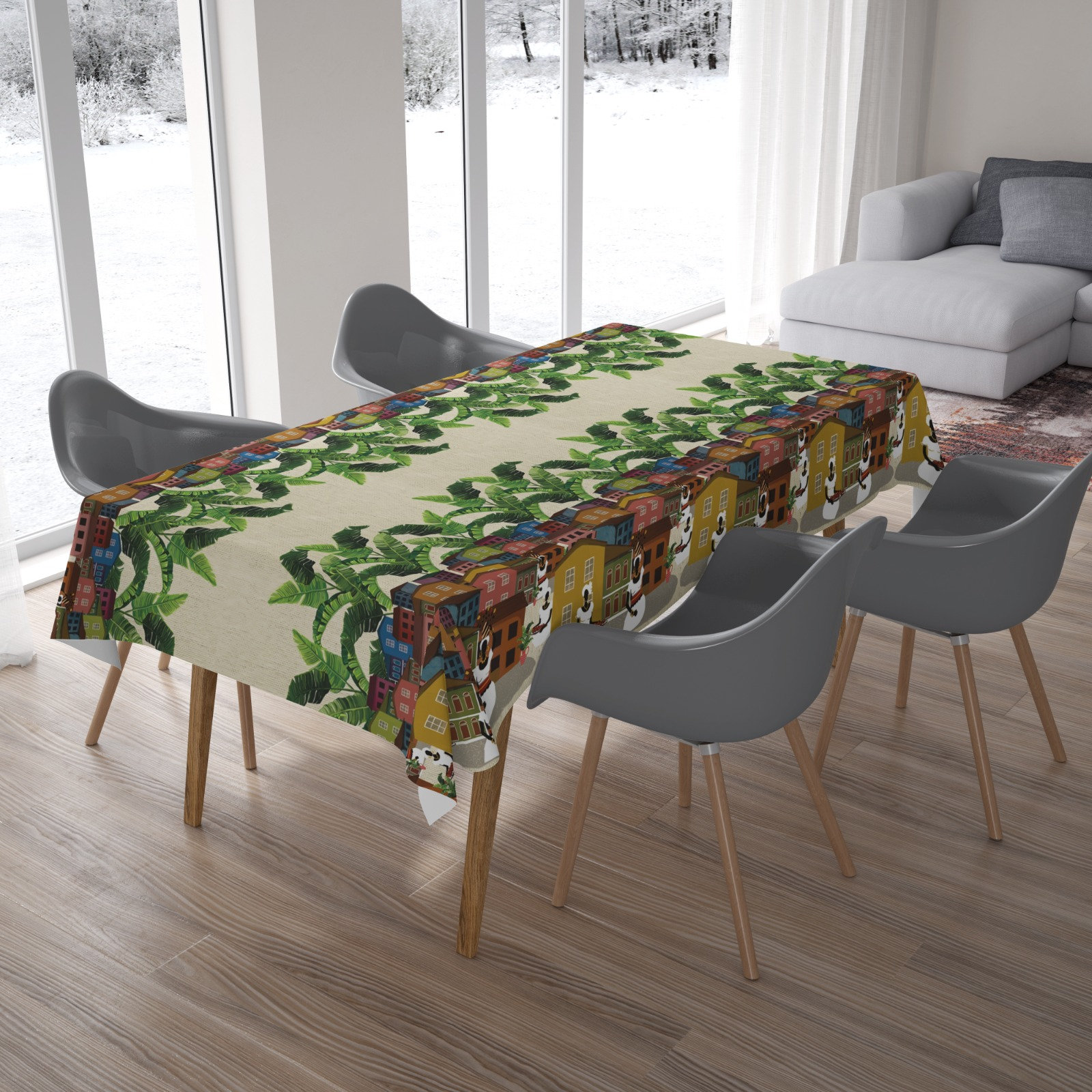 Abstract Pattern Table Cover, Geometric Shapes Tablecloth, Art Deco ...