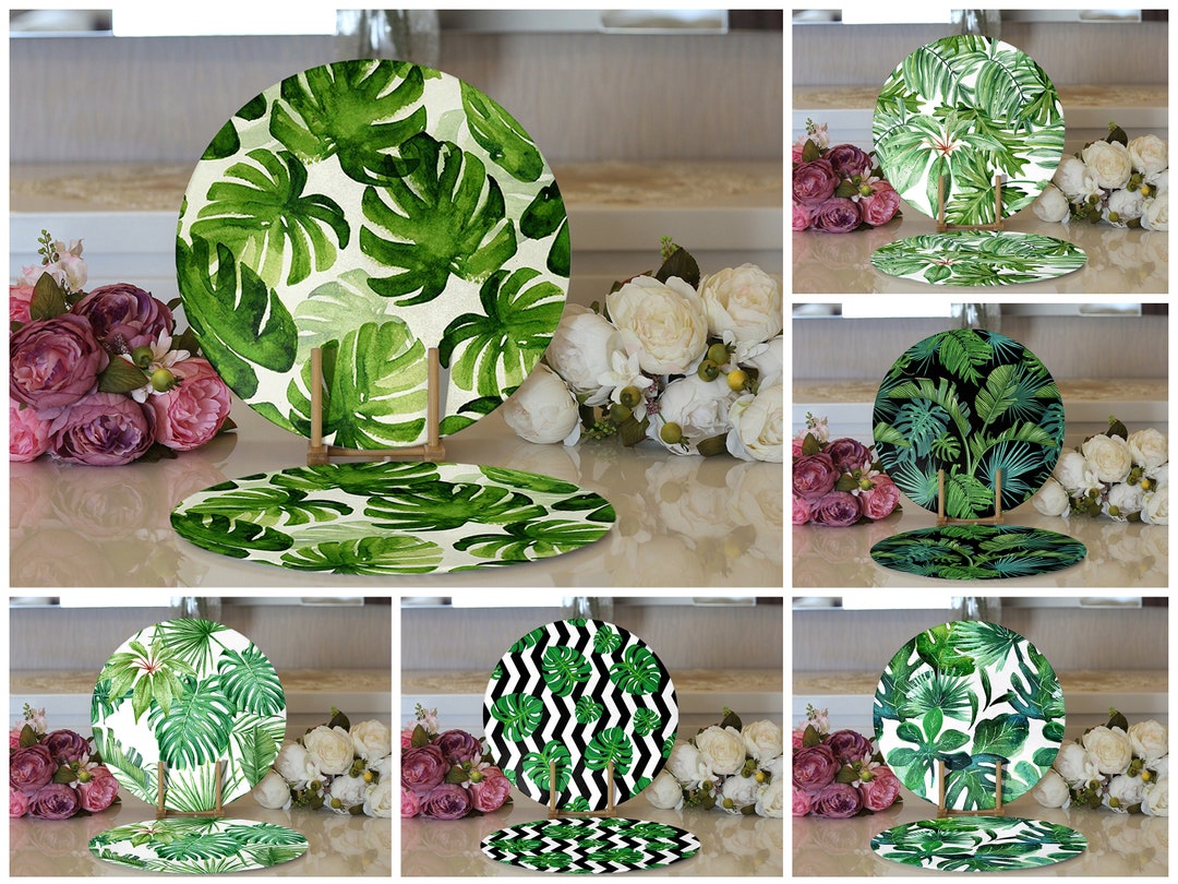 Green Leaves Placemat, Tropical Table Mat, Tropical Leaves Under-plate ...