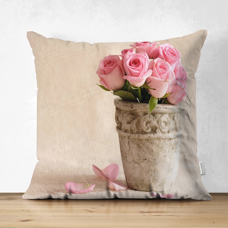Pink Rose Cushion Covers Elegant Floral Printing Cushion - Etsy