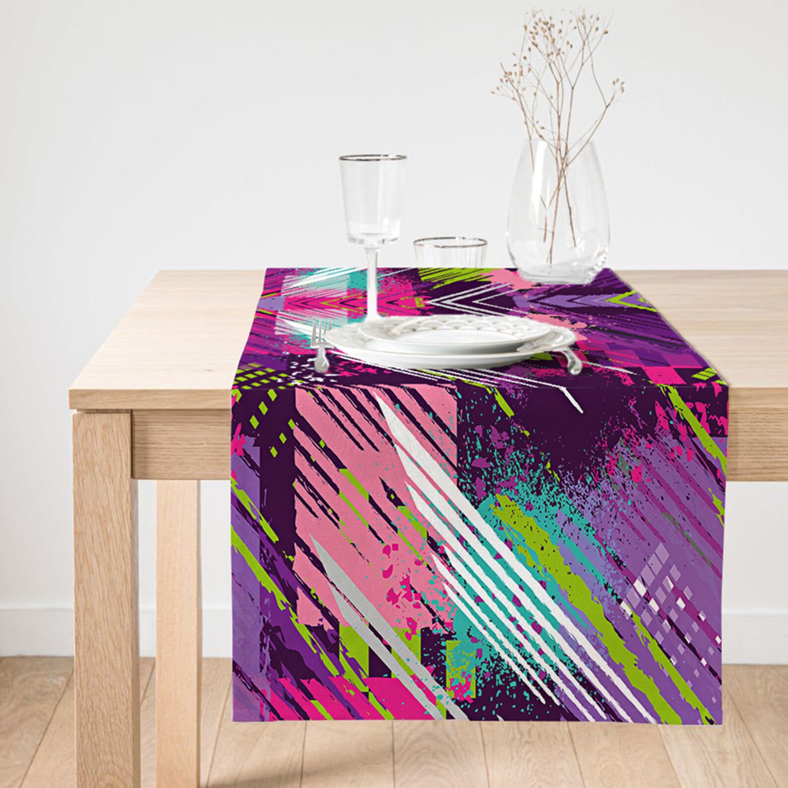 Chic Staining Table Decor Bright Table Runner Modern Art - Etsy