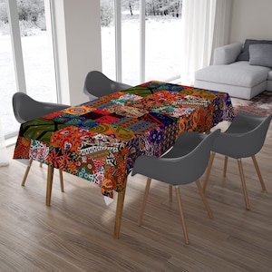 Abstract Pattern Table Cover, Geometric Shapes Tablecloth, Modern Art ...