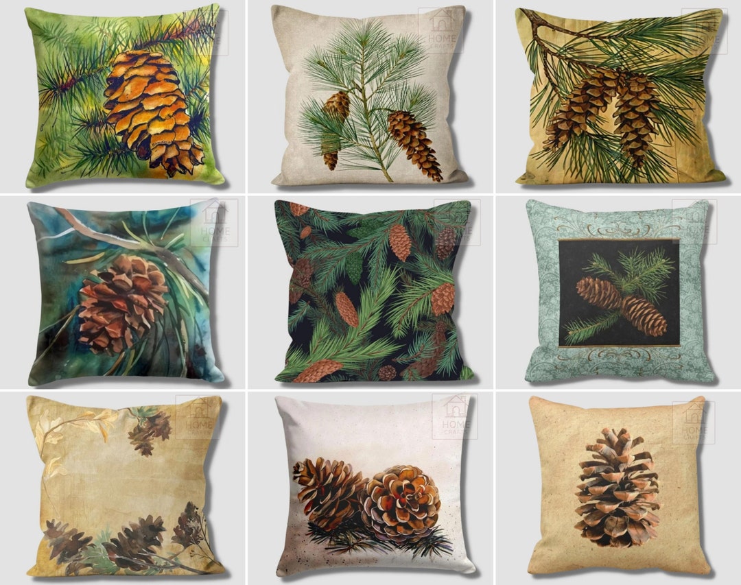 Pine Cone Ornaments Pillow Case, Pine Tree Throw Pillow, Secret Santa ...