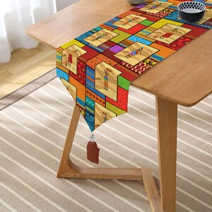 Dancing African Girls Table Runner, Ethnic Triangle Runner, Tribal ...