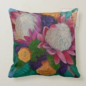 Flower Style Pillow Cover, Rose Patterned Cushion Case, Leaf Design ...