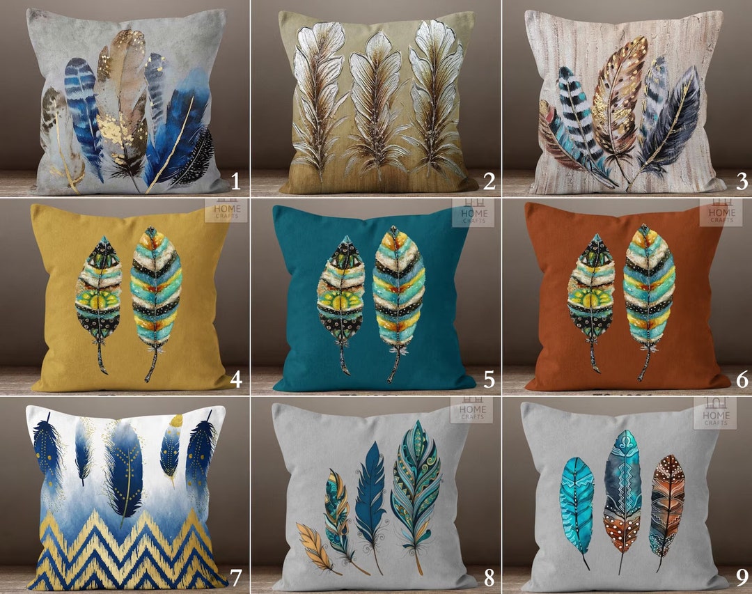 Capa de almofada estilo sudoeste com penas, capa de almofada boho ...