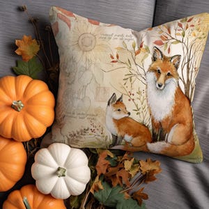 Fox Style Pillow Sham, Fall Theme Pillowcase, Autumn Leaves Pillow ...