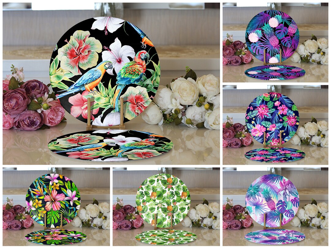 Tropical Placemat, Hawaiian Placemats, Tropical Round Supla, Rainforest ...